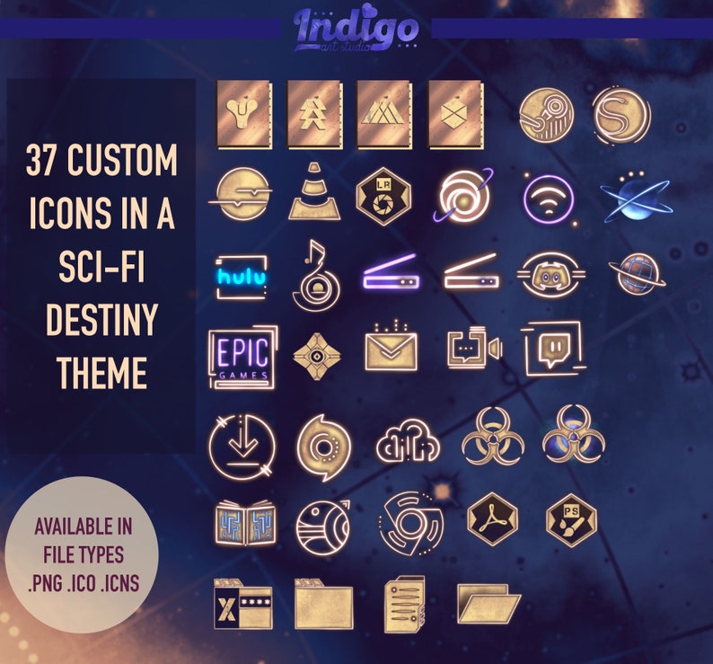 Desktop Organizer | Destiny Sci-fi Space Inspired | Icon Bundle | Custom Cursor | Desktop Icons ...