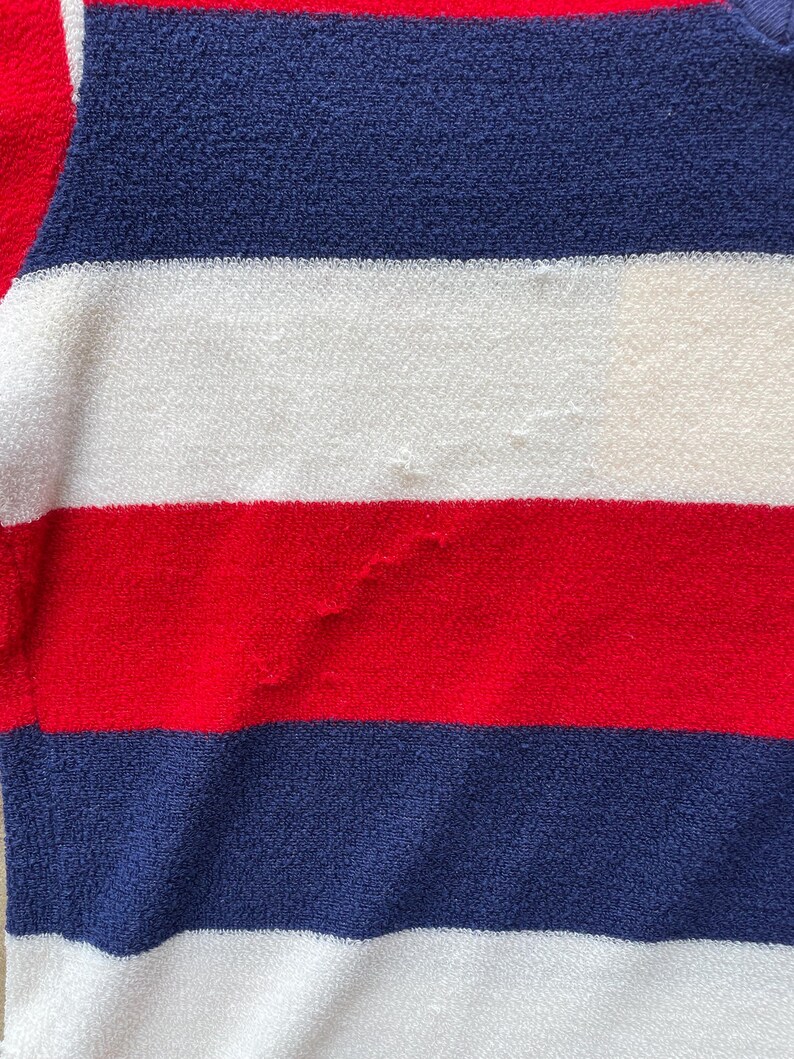 Vintage 70s Sears Terry Cloth Strip V-neck Shirt - Etsy