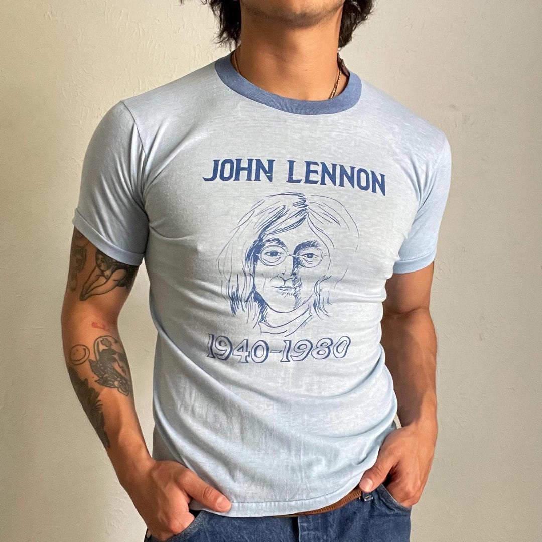 Vintage 70s 80s John Lennon Memorial Ringer T Shirt - Etsy