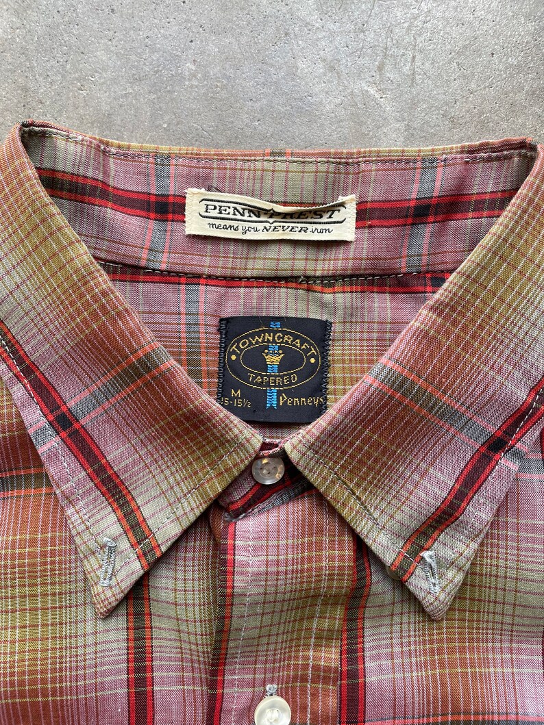 Vintage 60s Penneys Towncraft Perma Prest Shadow Style Shirt - Etsy