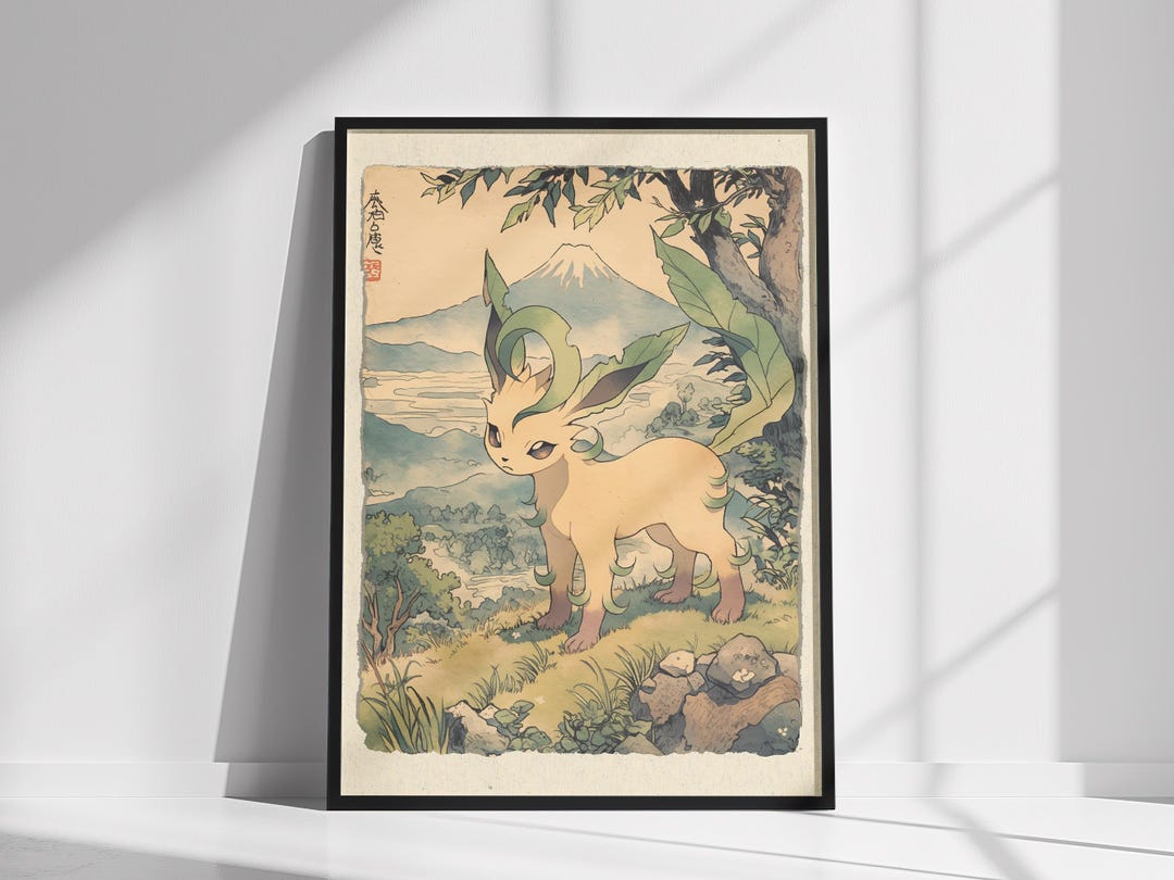 Edo Style Leaf Spirit Framed Poster | Japanese Forest Anime Inspired ...