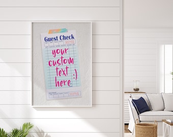 Custom Guest Check Poster Print College Dorm Posters Guest - Etsy