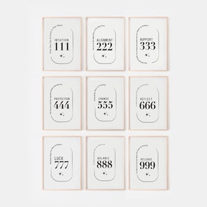 Angel Number Posters, Set of 9, Instant Download Poster,lucky Poster ...