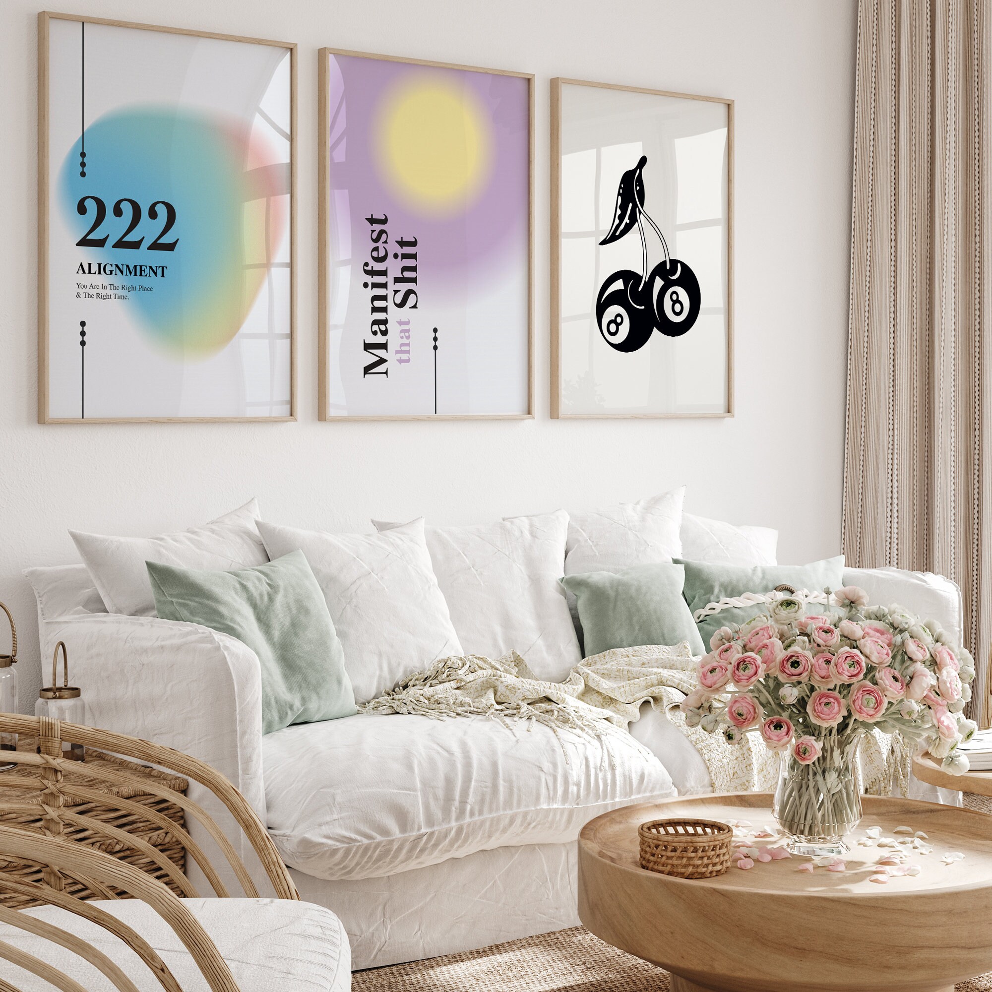 Manifest Gallery Wall Art, Set of 3 Printables, Retro Wall Decor ...
