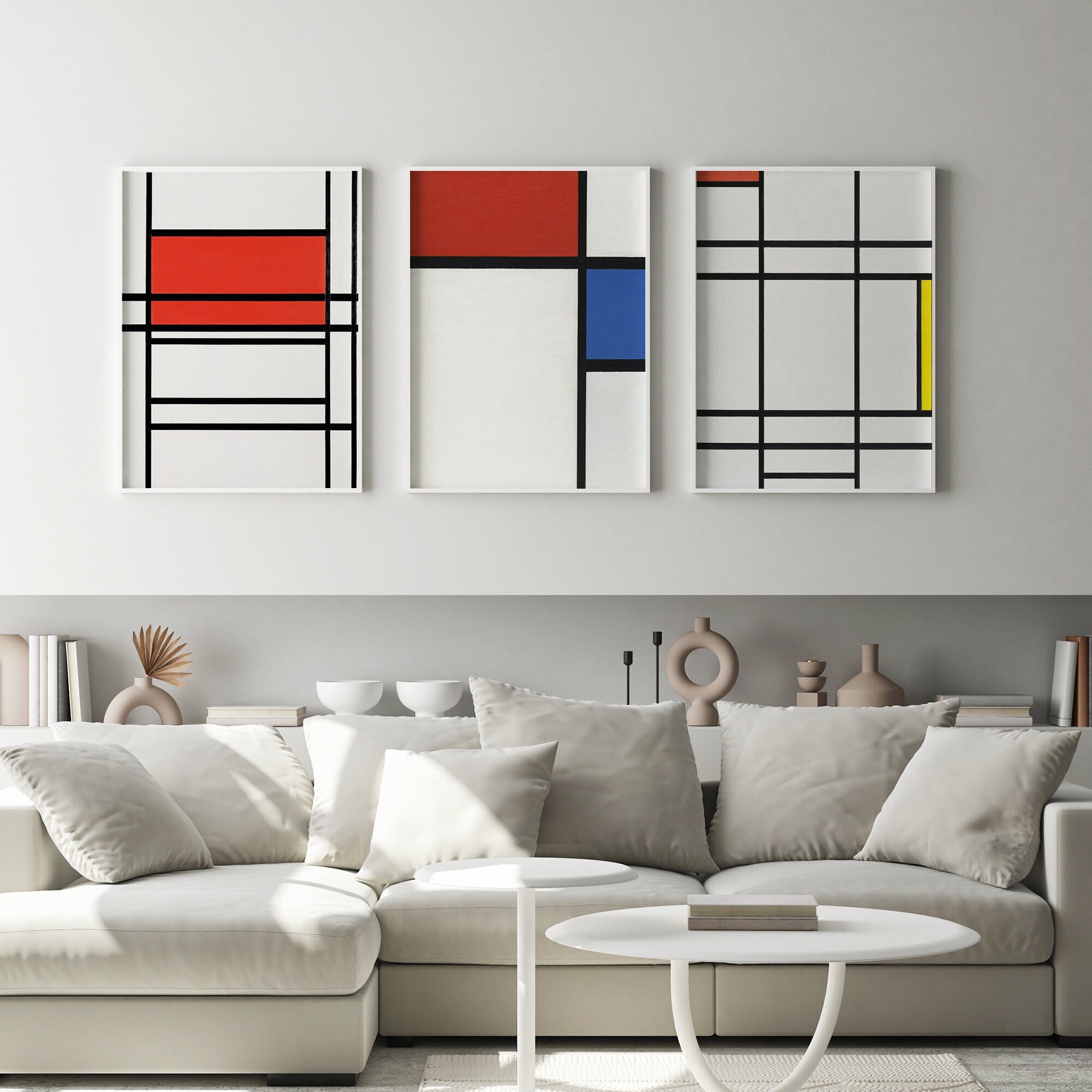 Piet Mondrian Print, Set of 3, Geometric Wall Set, Piet Mondrian ...