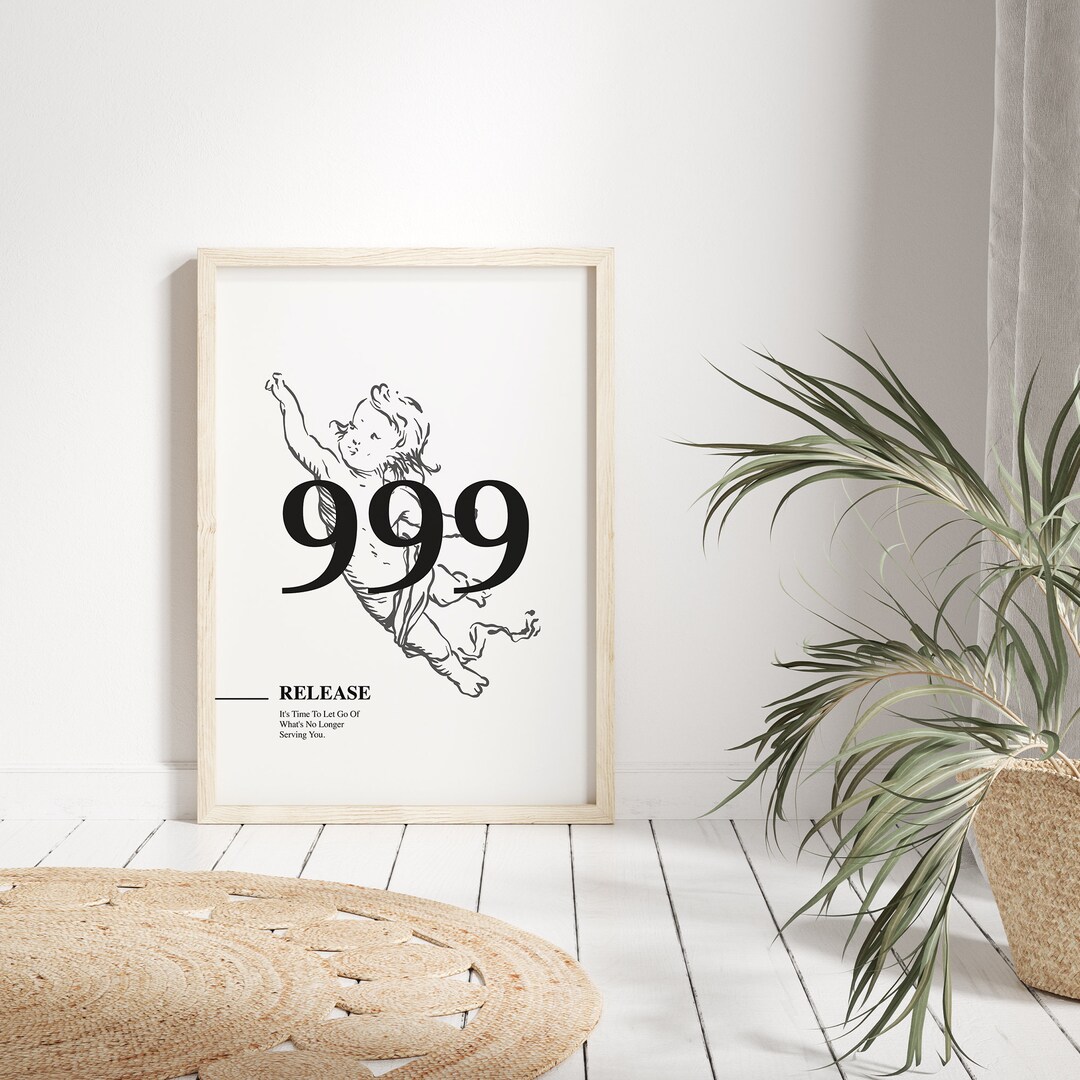 999 Angel Number, RELEASE Number Print, Instant Printable Wall Art ...