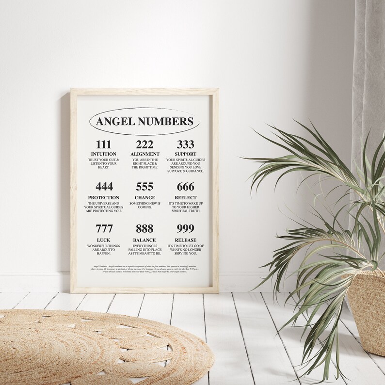 Angel Numbers Poster, Digital Download Print, Angel Number Print, 111 ...