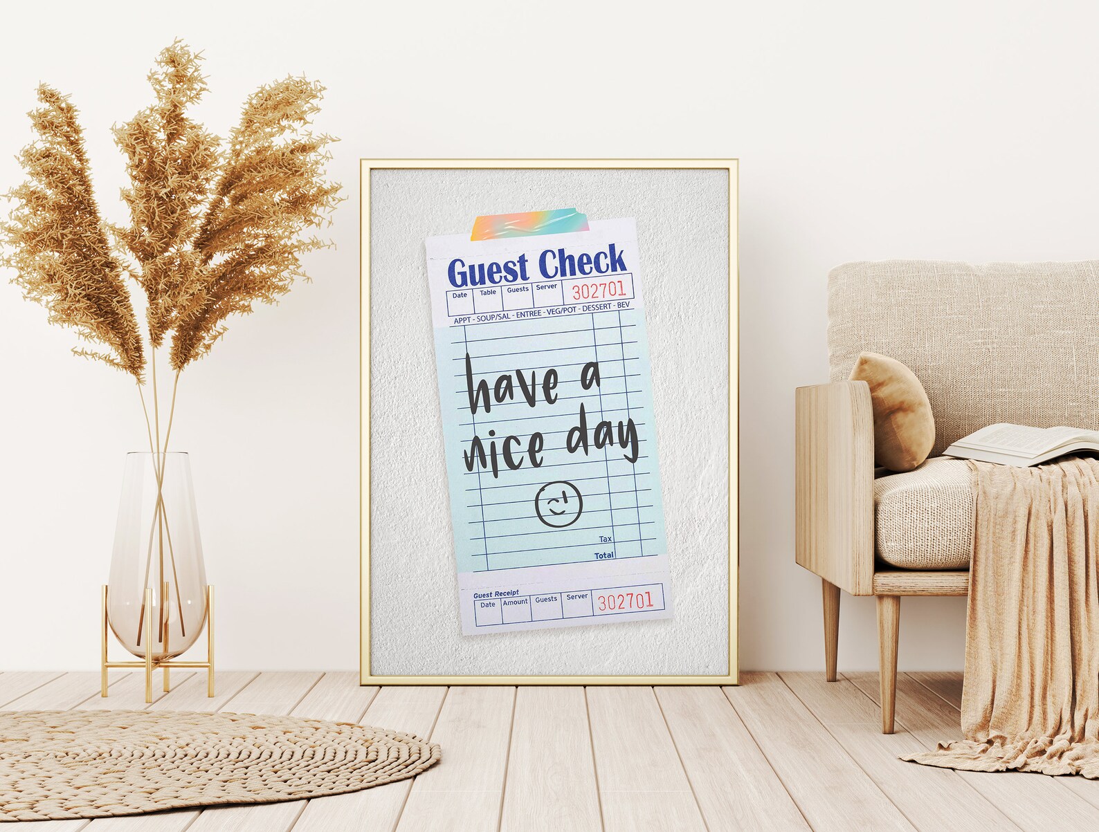 Guest Check Print, Guest Check Poster, Digital Download, Receipt Poster ...