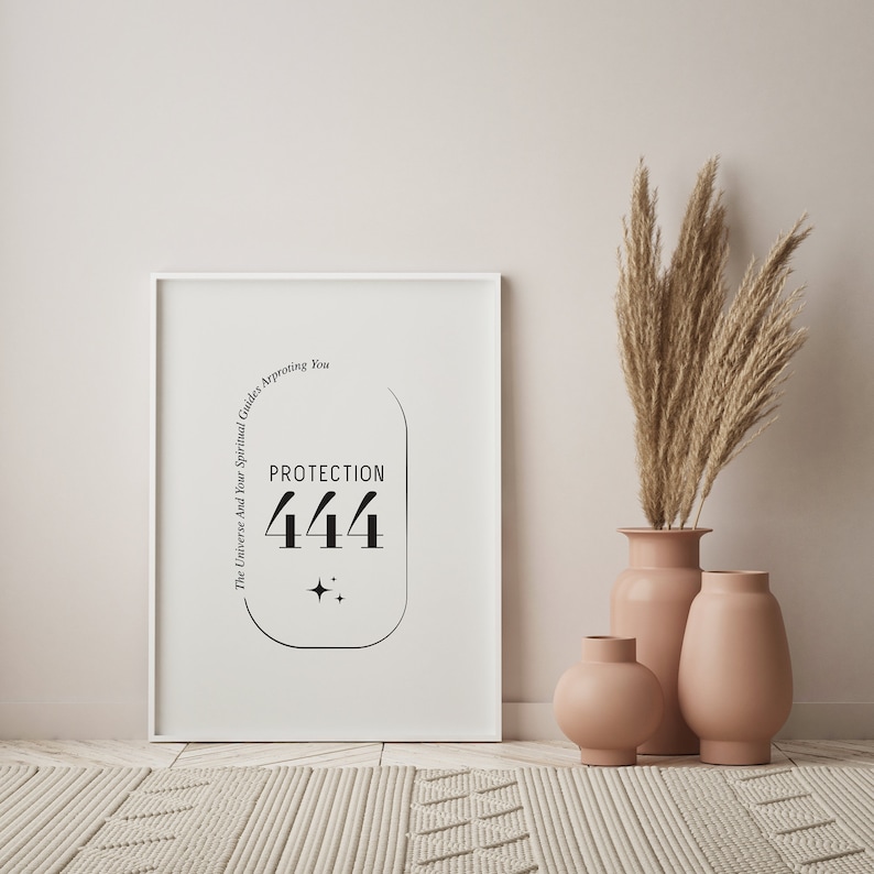 444 Angel Number, Protection Number Print, Instant Printable Wall Art ...