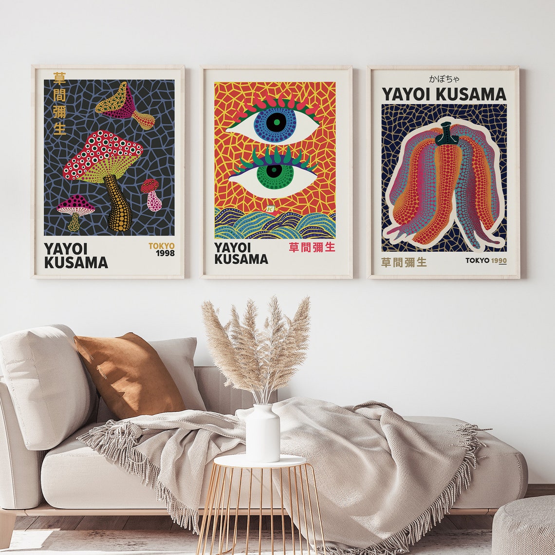 Yayoi Kusama Poster, Yayoi Kusama Set of 3 Prints, Gallery Wall Set ...