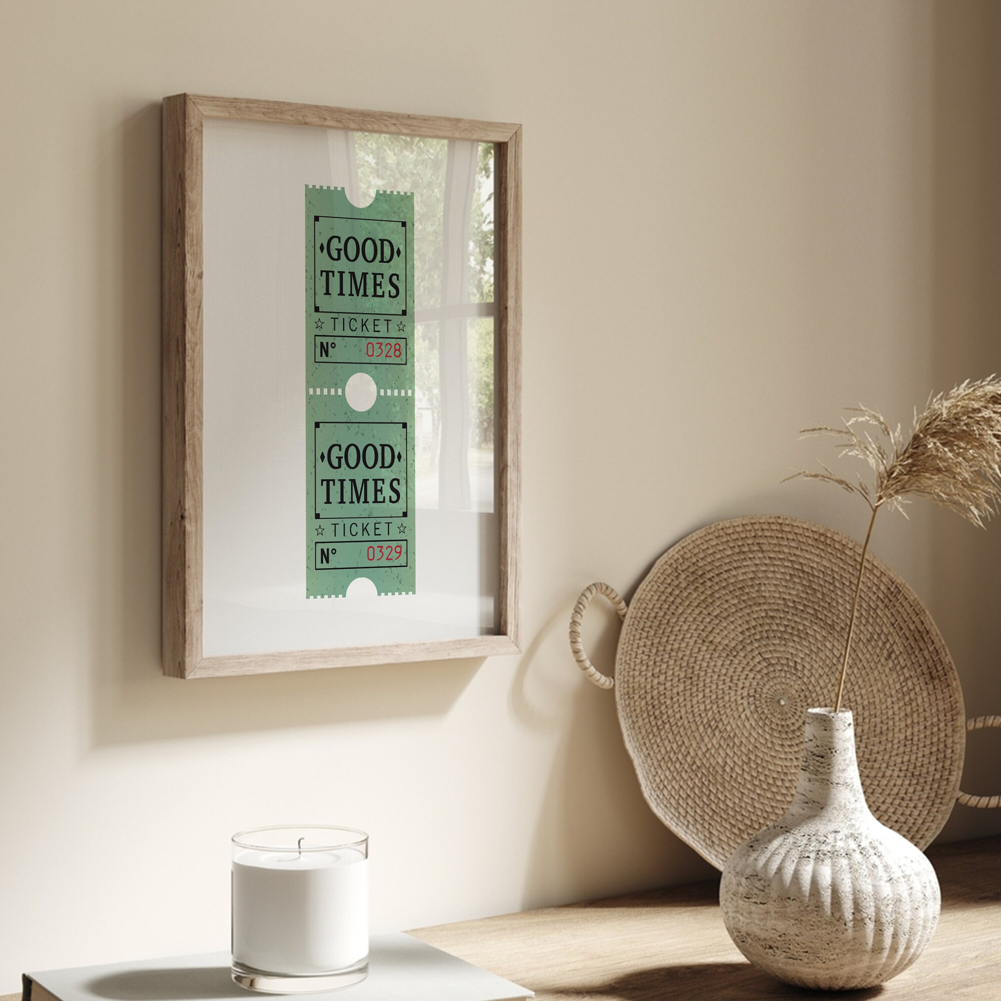 Good Times Ticket Print, Green Ticket, Trendy Wall Art Prints,retro ...