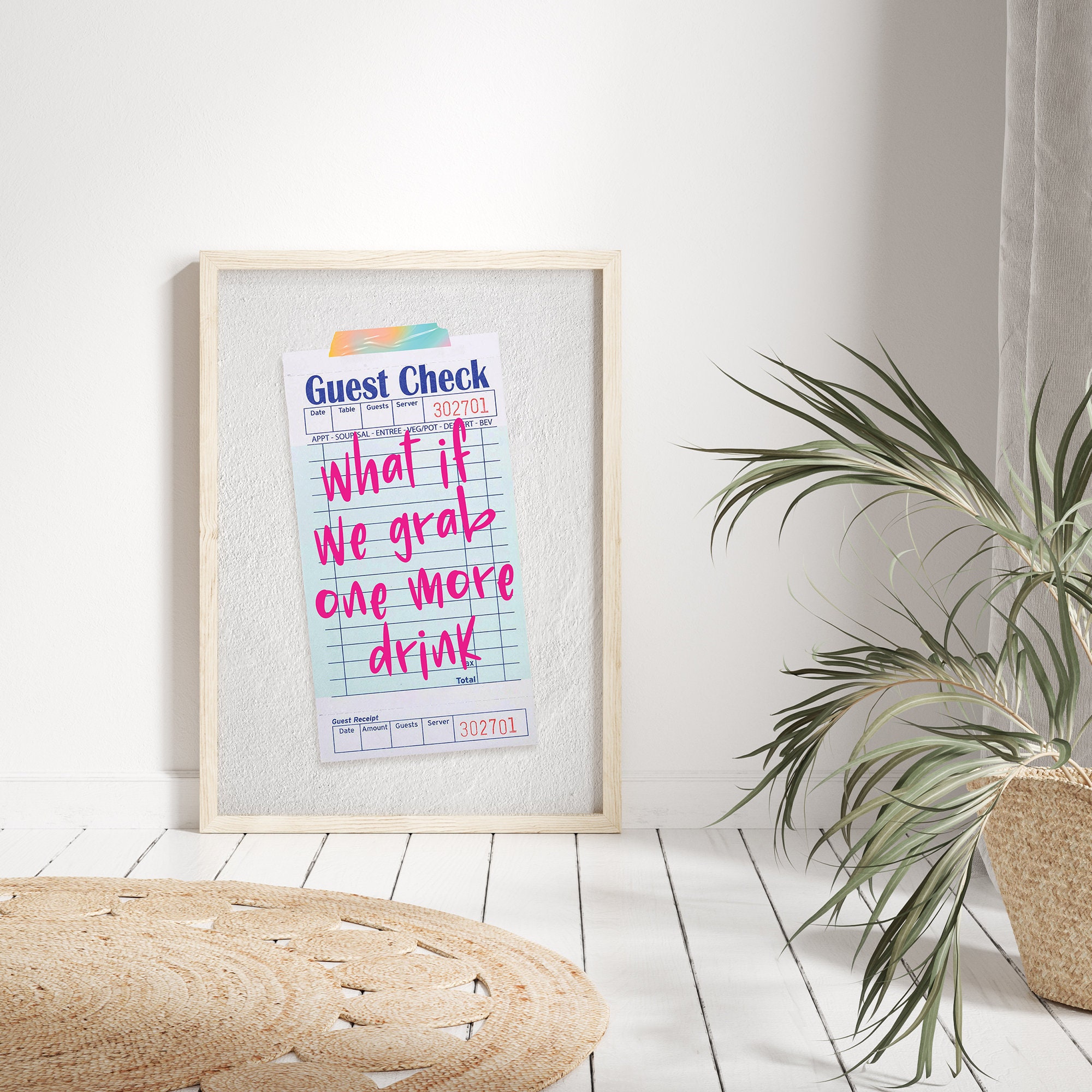 Guest Check Artdigital Download Receipt Poster Trendy Wall - Etsy