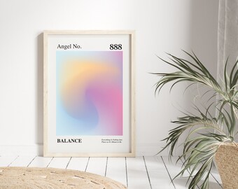 888 Angel Number, Instant Printable Wall Art Print, Digital Download ...
