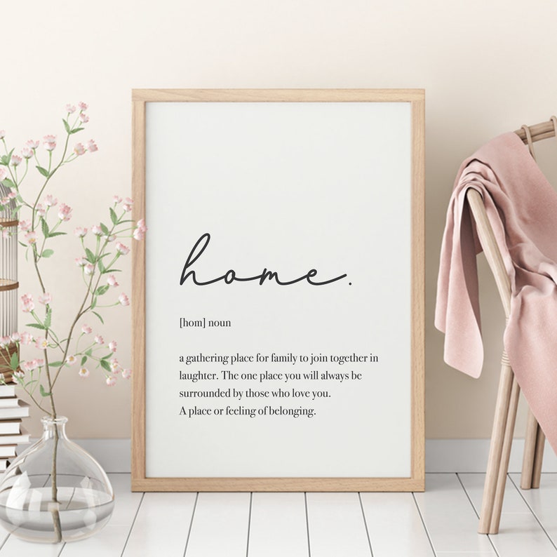 Home Definition Wall Art, Home Wall Art,home Quote Decor, Black and ...