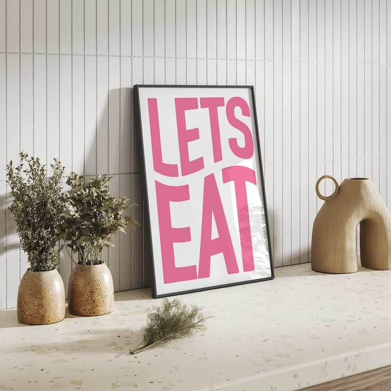 Let's Eat Poster, Let's Eat ,kitchen Art Print Trendy Retro Wall Art ...