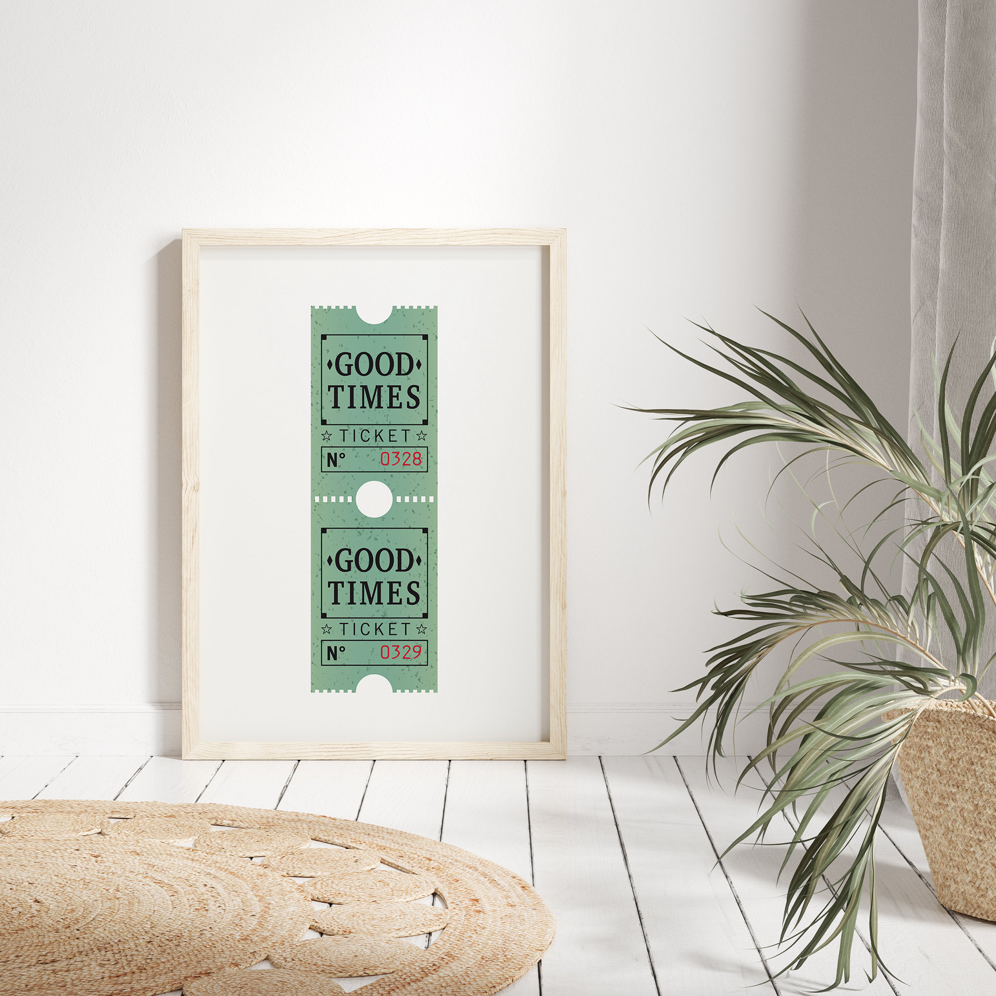 Good Times Ticket Print, Green Ticket, Trendy Wall Art Prints,retro ...