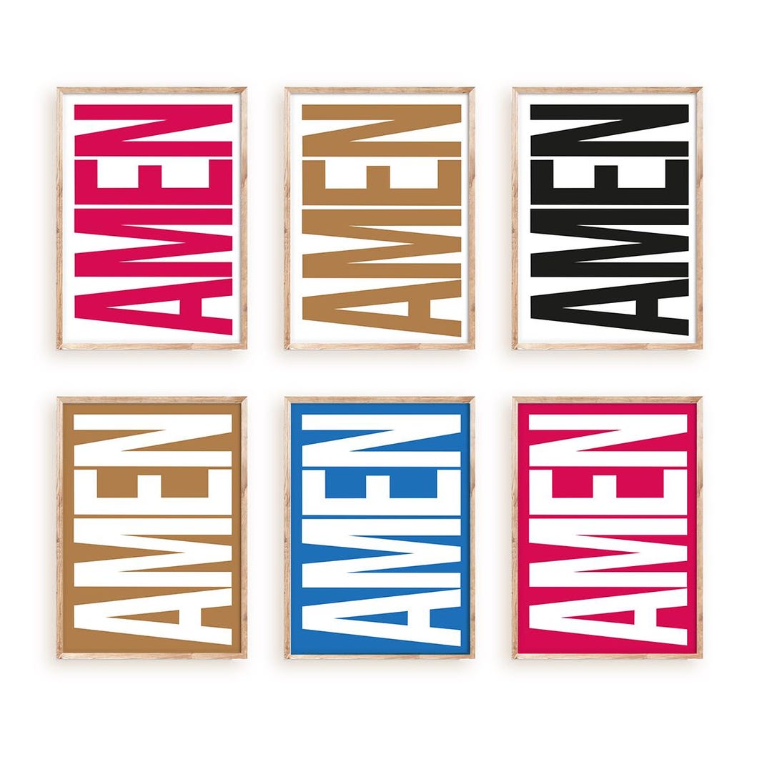 Minimal AMEN Wall Art – Vertical Christian Typography Poster – Modern ...