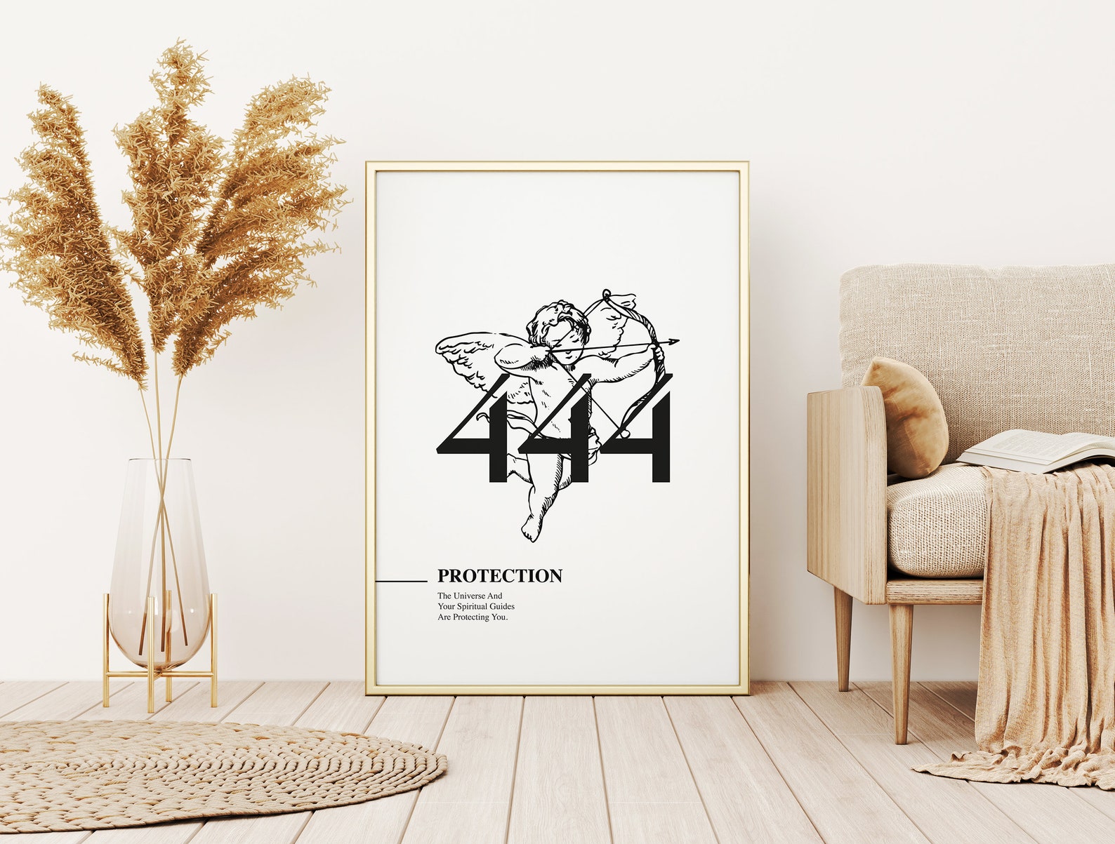444 Angel Number, Protection Number Print, Instant Printable Wall Art ...