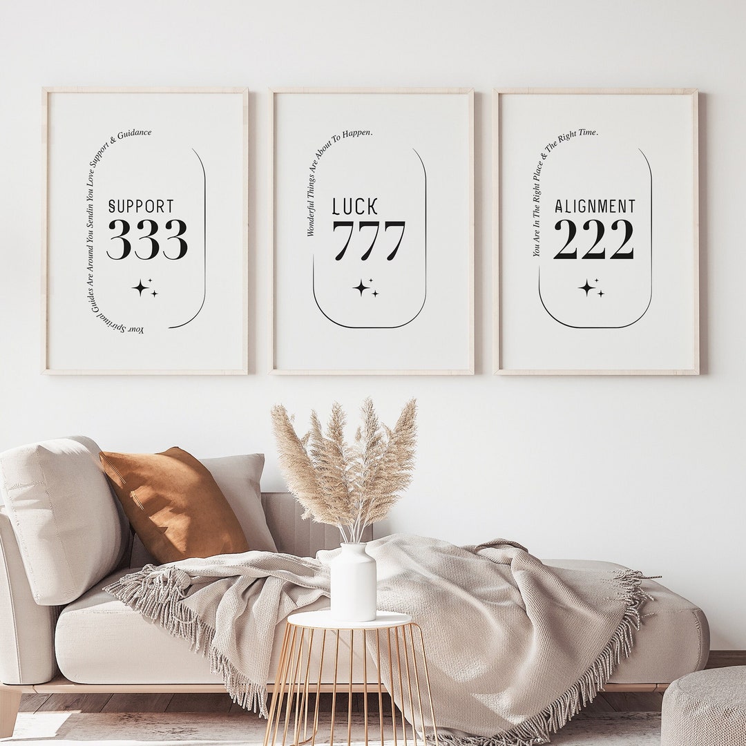 Angel Number Posters, Set of 3, Instant Download Poster,lucky Poster ...