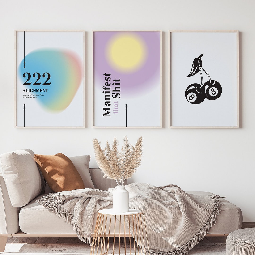 Manifest Gallery Wall Art, Set of 3 Printables, Retro Wall Decor ...