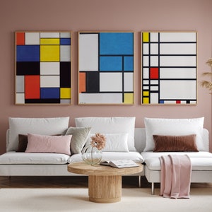 Set of 3 Piet Mondrian Print, Geometric Wall Set, Piet Mondrian, Modern ...