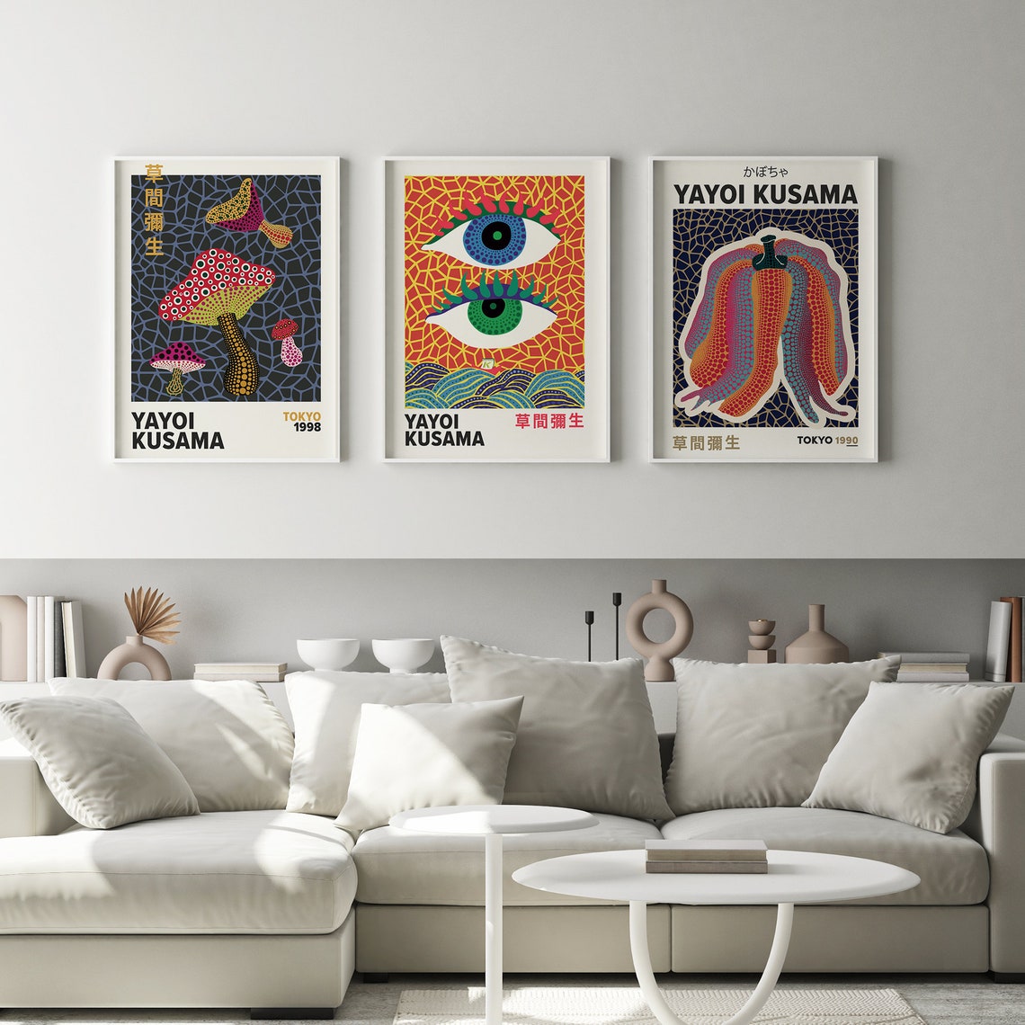 Yayoi Kusama Poster, Yayoi Kusama Set of 3 Prints, Gallery Wall Set ...