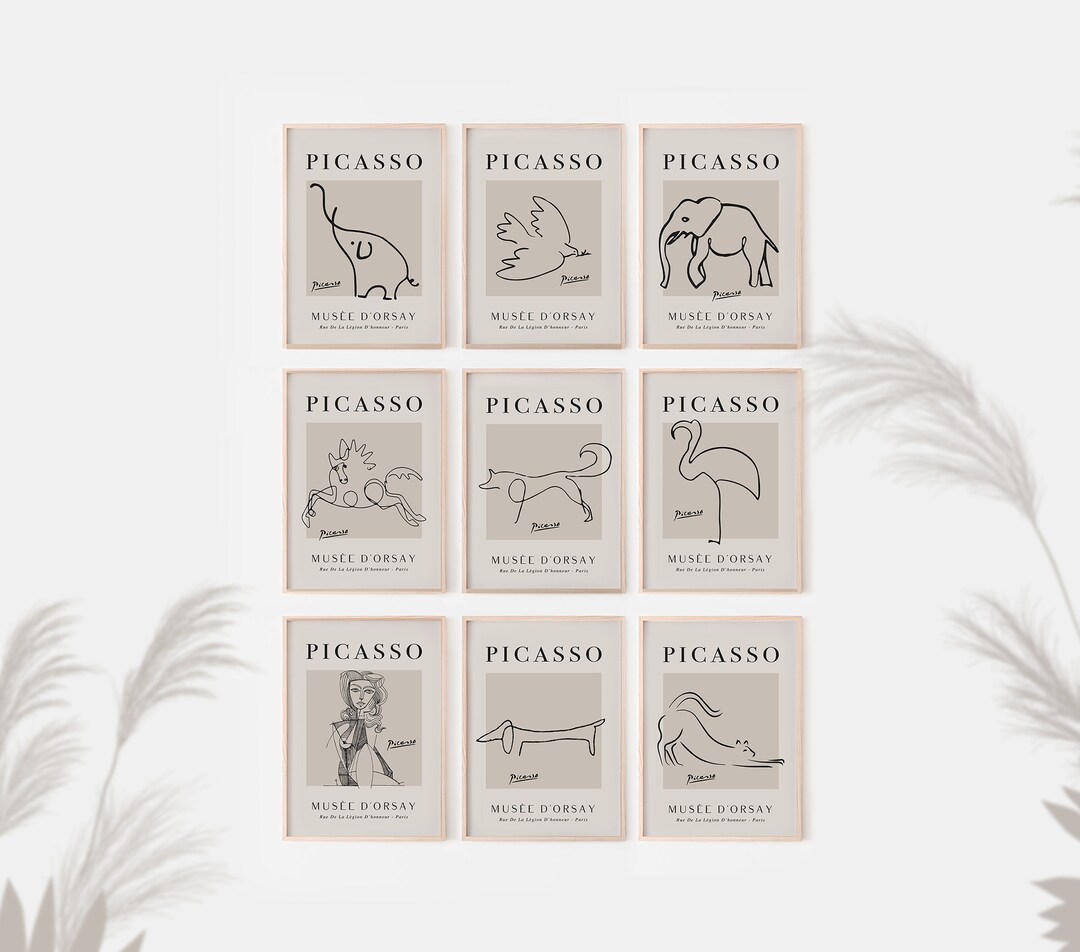 Pablo Picasso Print Set of 9, Pablo Picasso Exhibition Poster, Eclectic ...