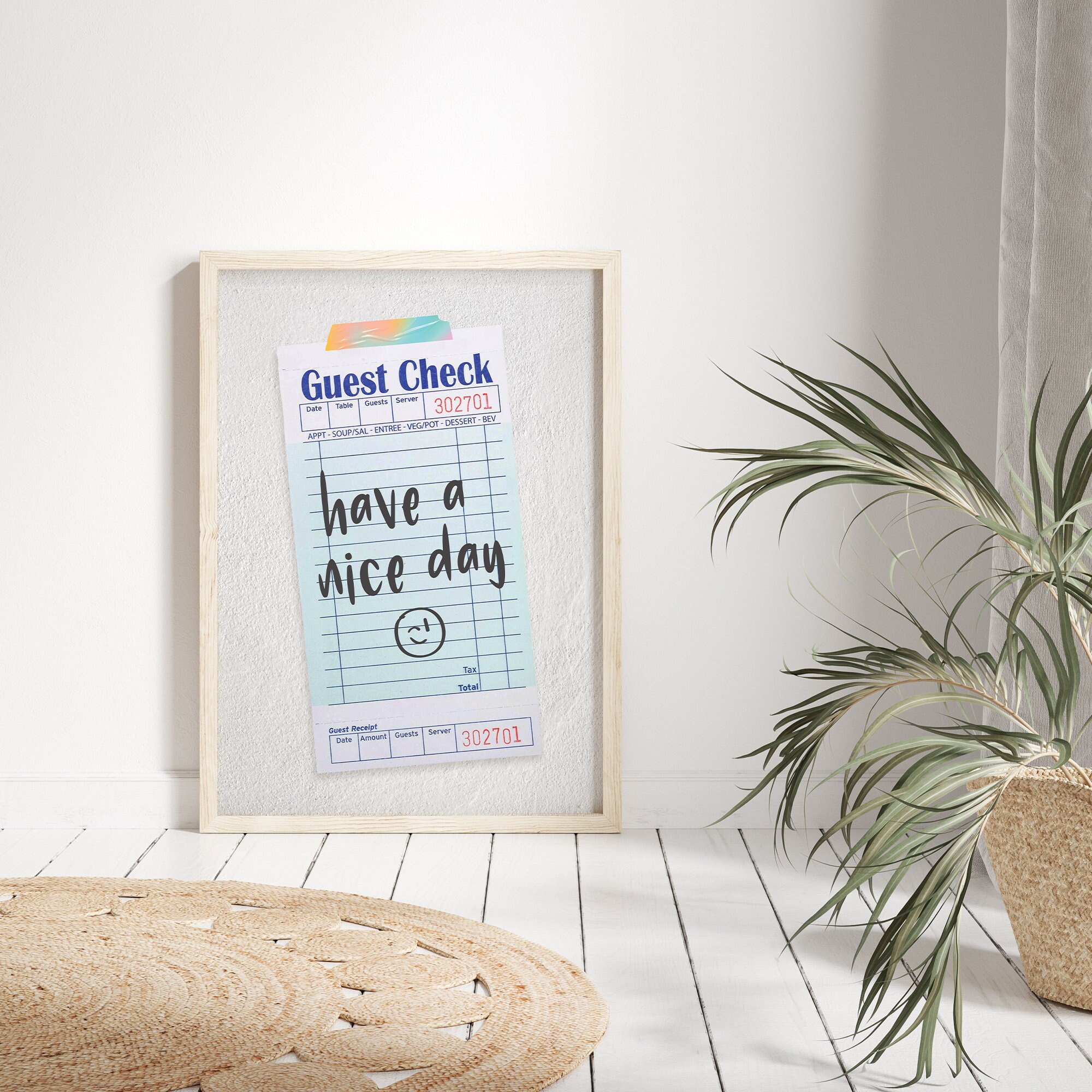 Guest Check Print, Guest Check Poster, Digital Download, Receipt Poster ...