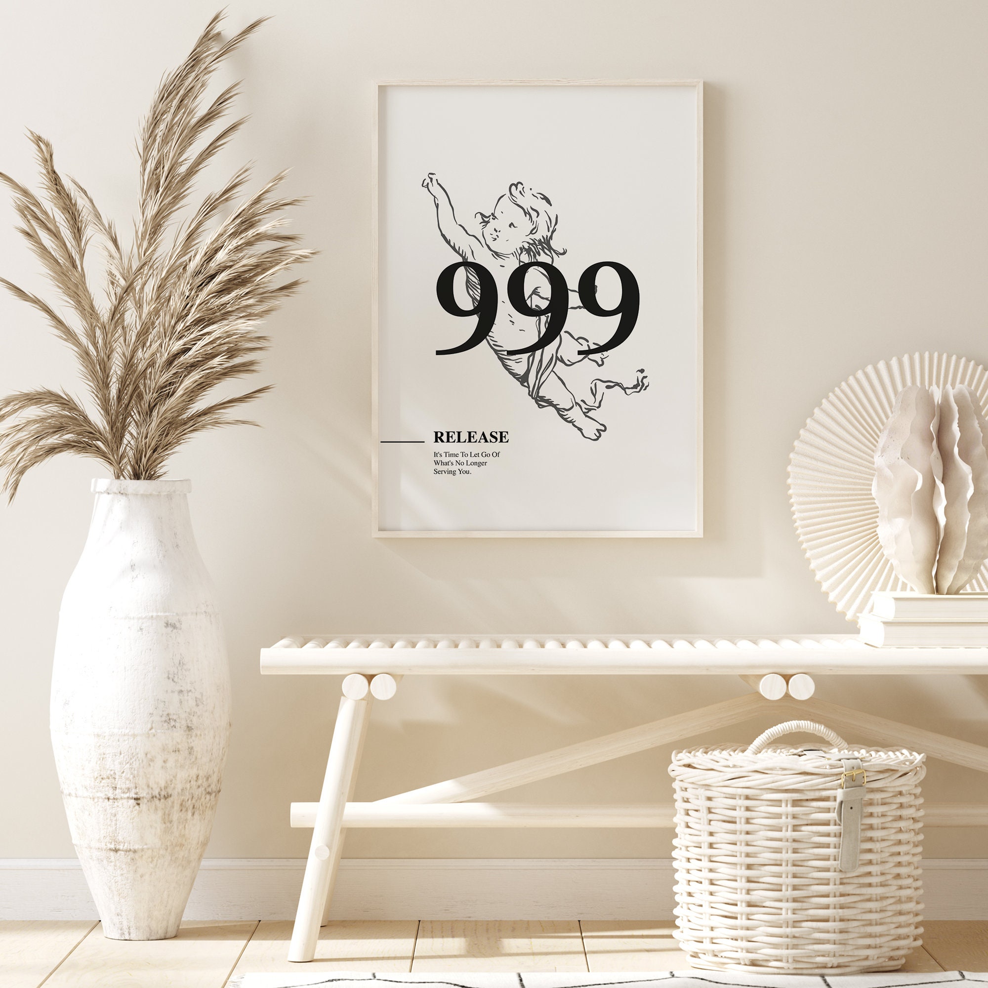 999 Angel Number, RELEASE Number Print, Instant Printable Wall Art ...