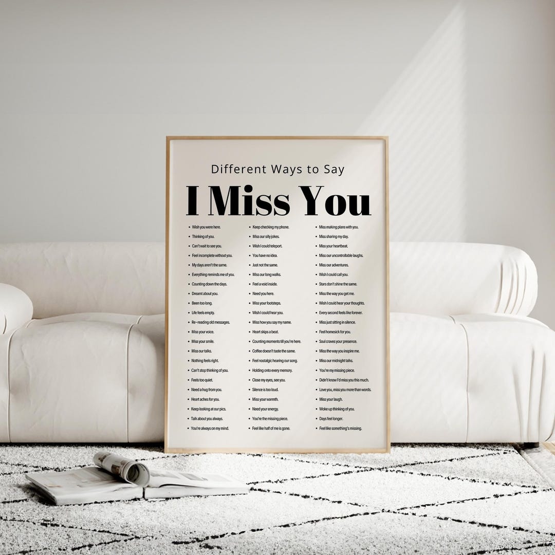 I Miss You Poster, Different Ways to Say I Miss You, Sentimental Wall ...