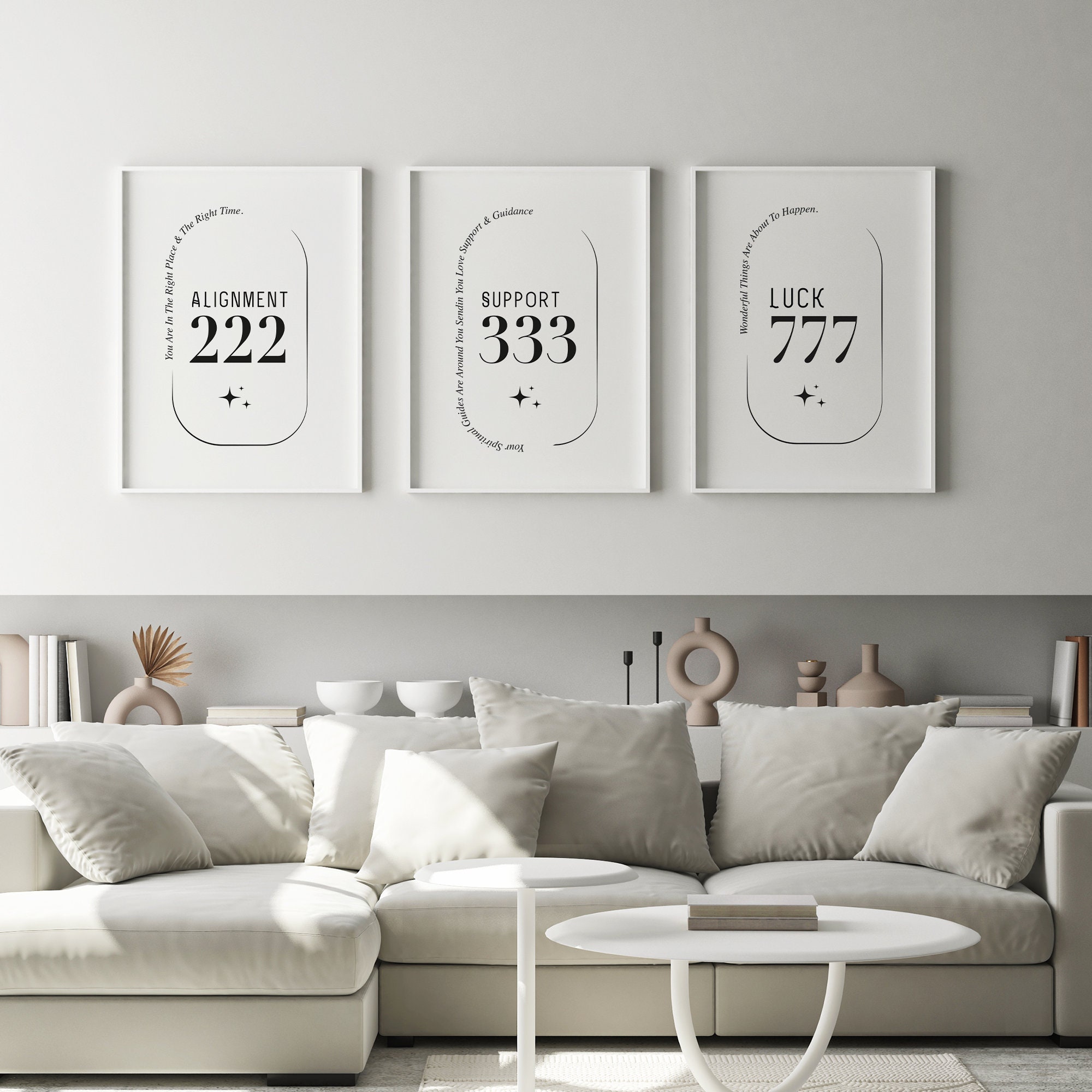 Angel Number Posters, Set of 3, Instant Download Poster,lucky Poster ...