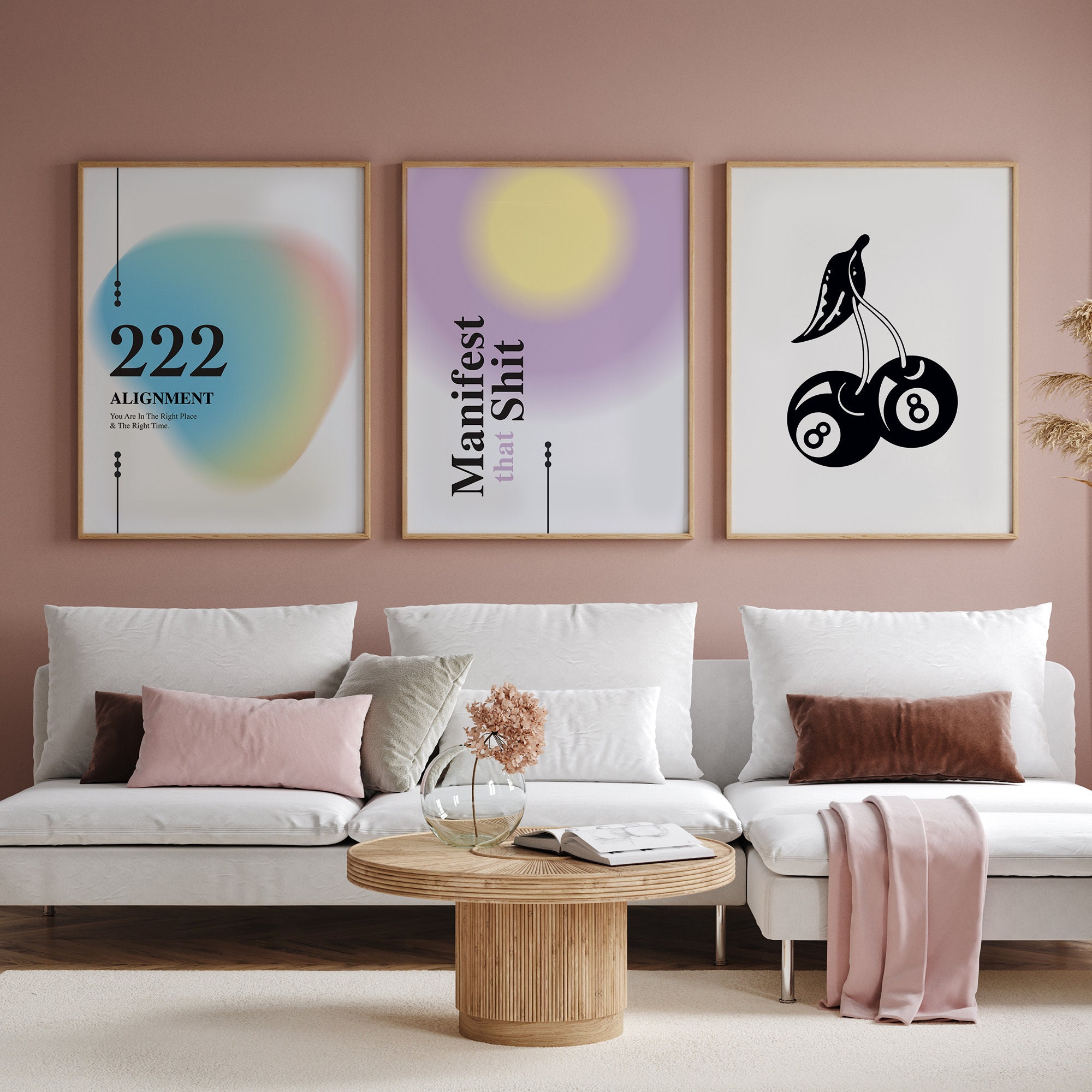Manifest Gallery Wall Art, Set of 3 Printables, Retro Wall Decor ...