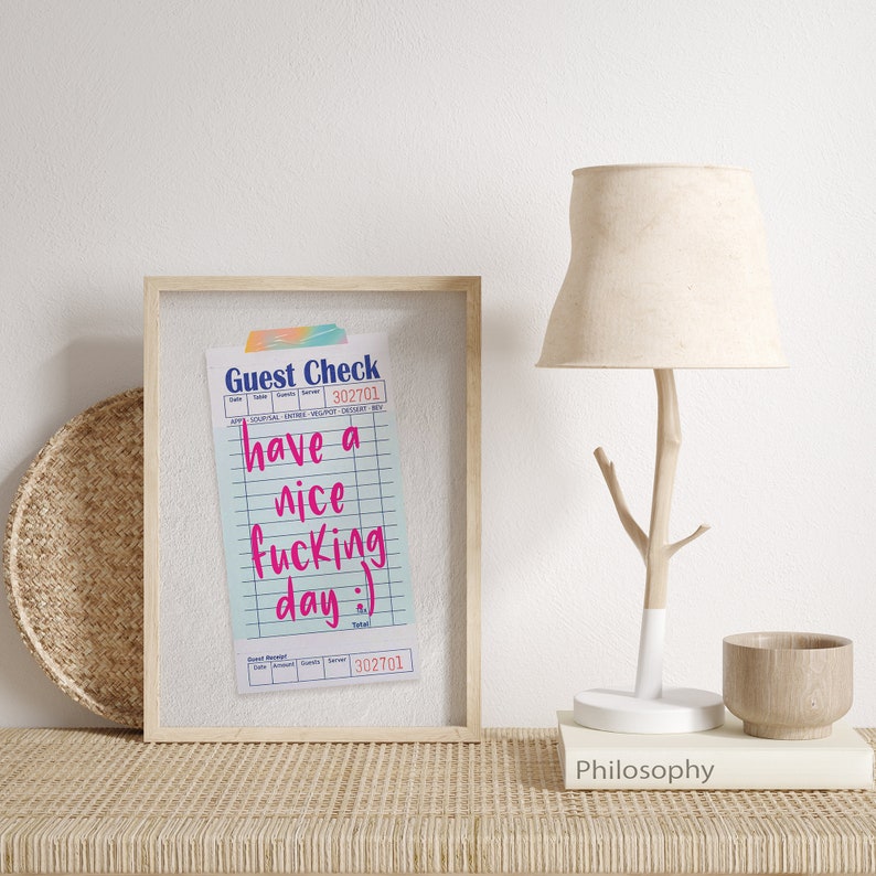 Guest Check Artdigital Download Receipt Poster Have a Nice - Etsy