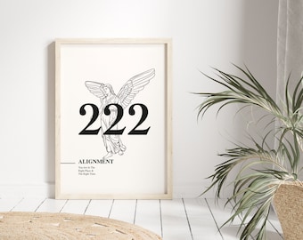 222 Angel Number Poster,angel Number Print,instant Printable Wall Art ...