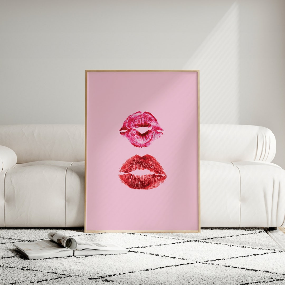 Kiss Lips Wall Art Trendy Poster Funky Print Lips Print Trendy Digital ...