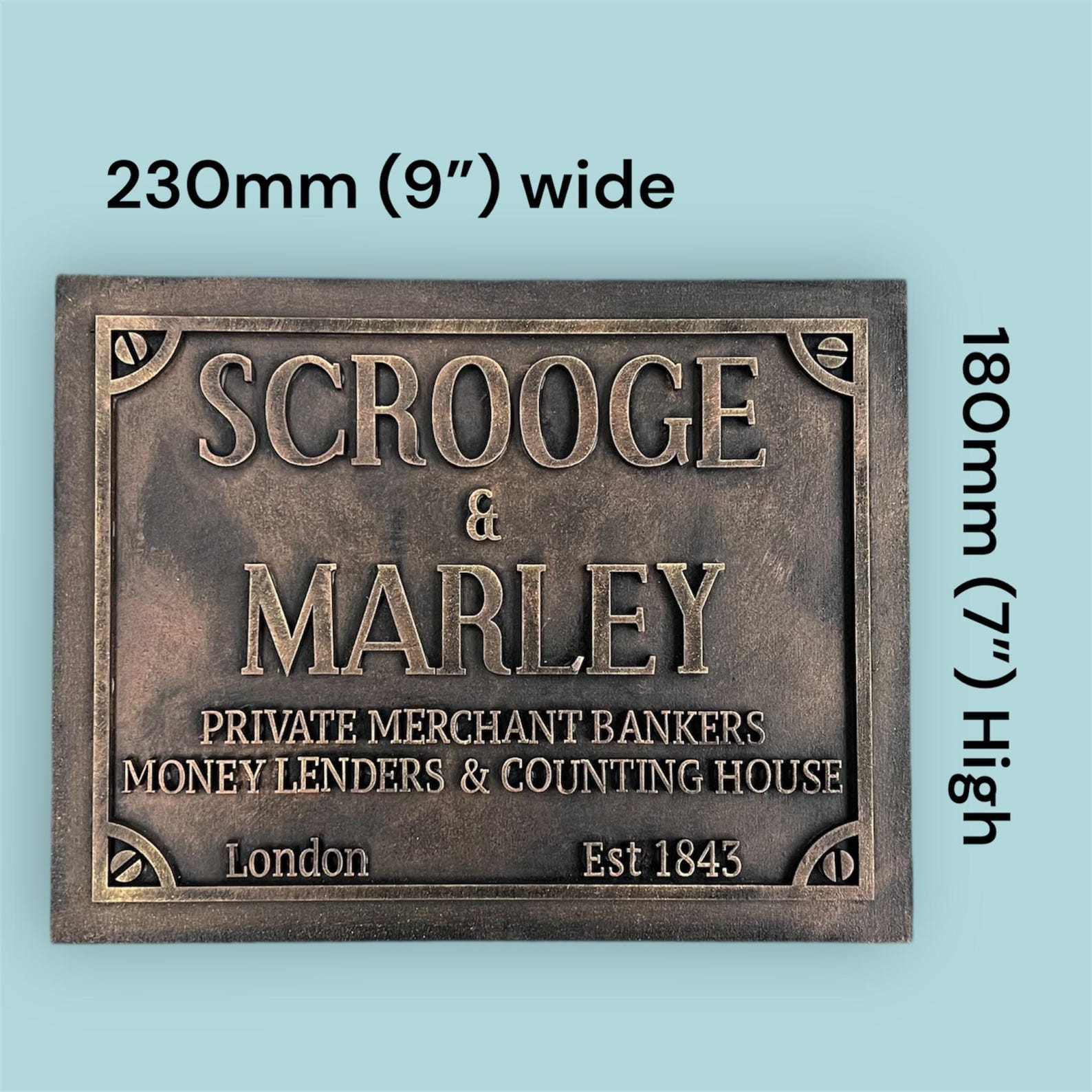 Handmade Bronze Effect Scrooge & Marley Victorian Christmas Plaque ...