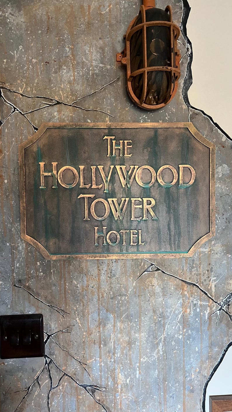 Bronzed Hollywood Tower Hotel Inspired Sign | Handmade Aged HTH ...