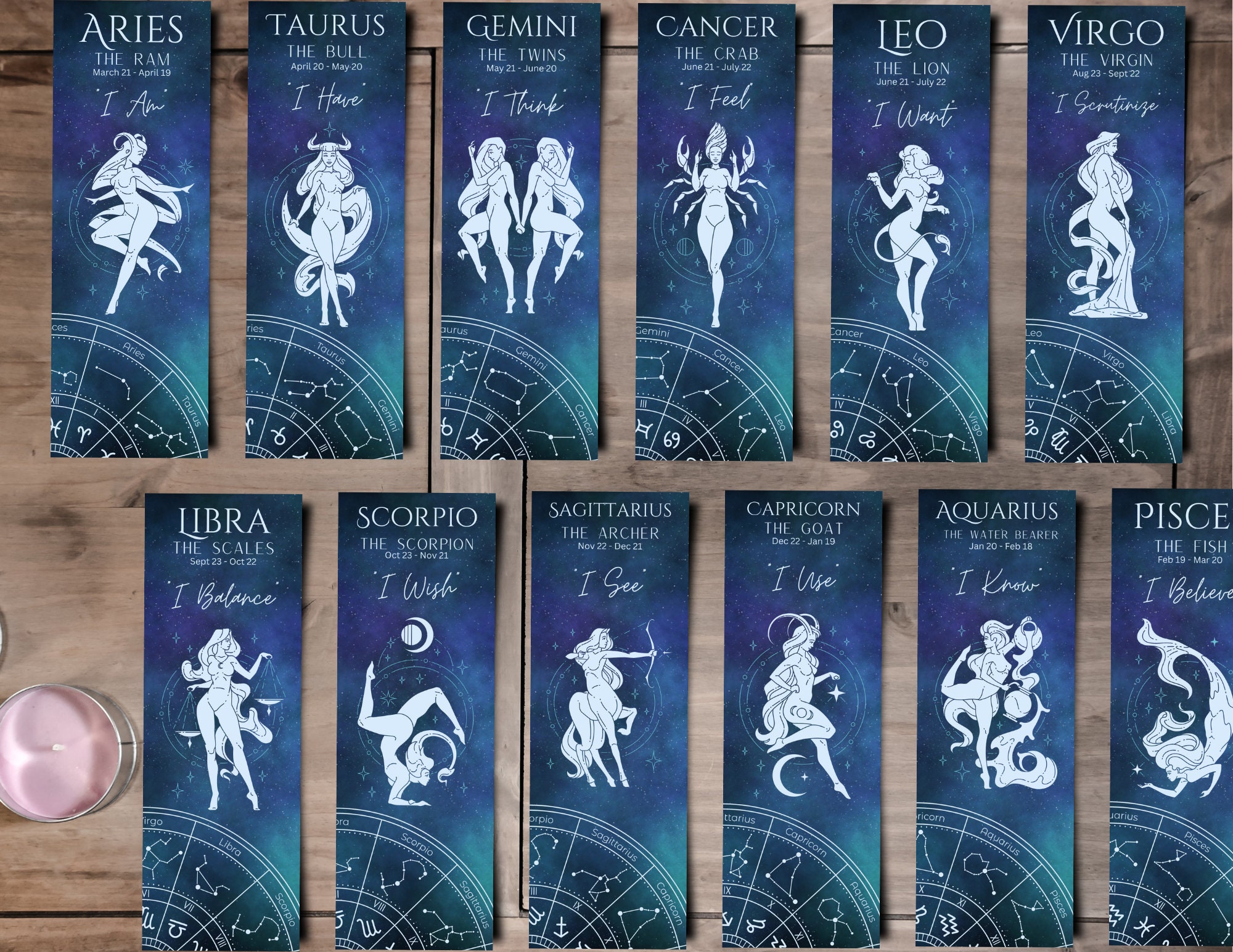 Printable Zodiac Sign Bookmarks, Instant Download, Zodiac Gifts, Book ...