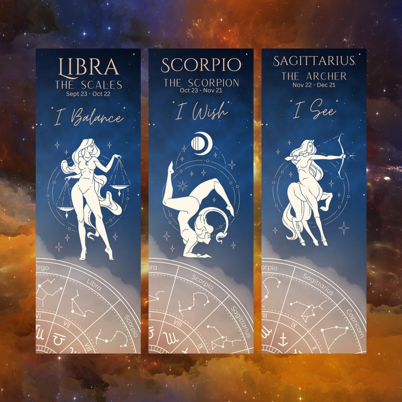 Printable Zodiac Sign Bookmarks, Instant Download, Zodiac Gifts, Book ...