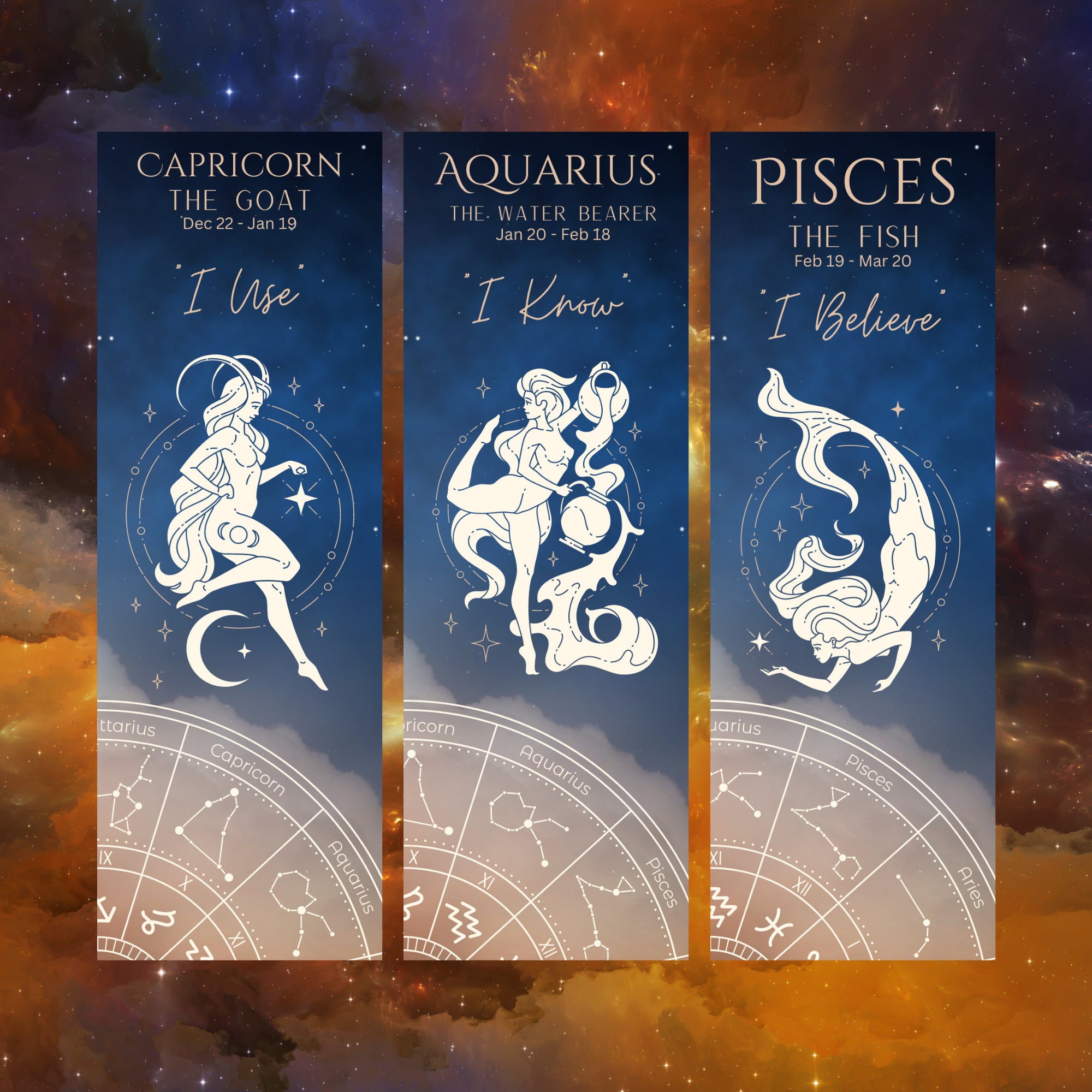 Printable Zodiac Sign Bookmarks, Instant Download, Zodiac Gifts, Book ...
