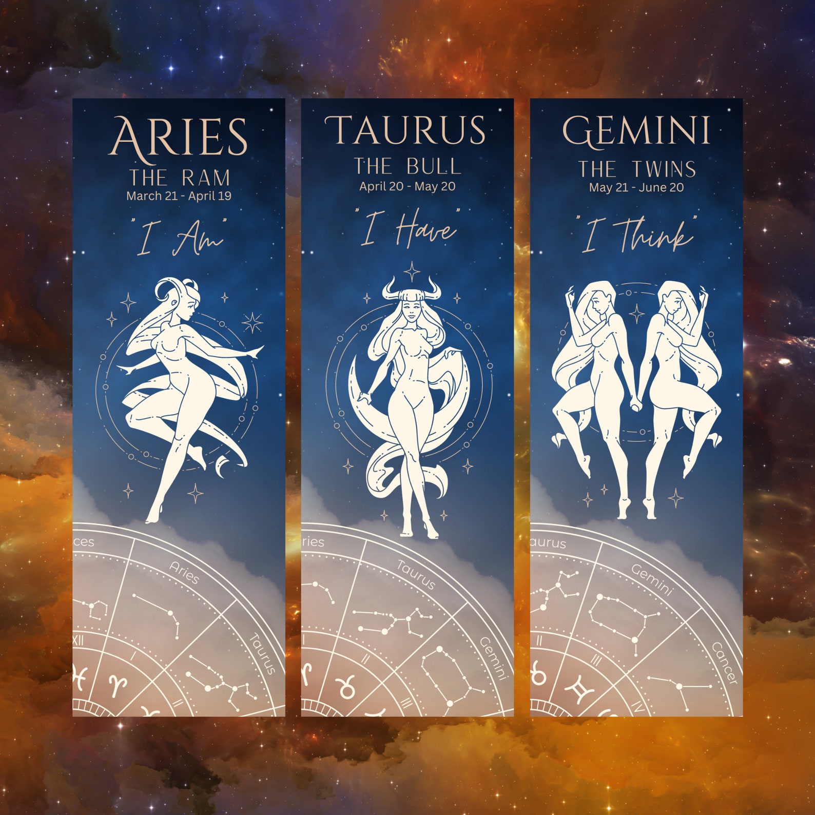 Printable Zodiac Sign Bookmarks, Instant Download, Zodiac Gifts, Book ...