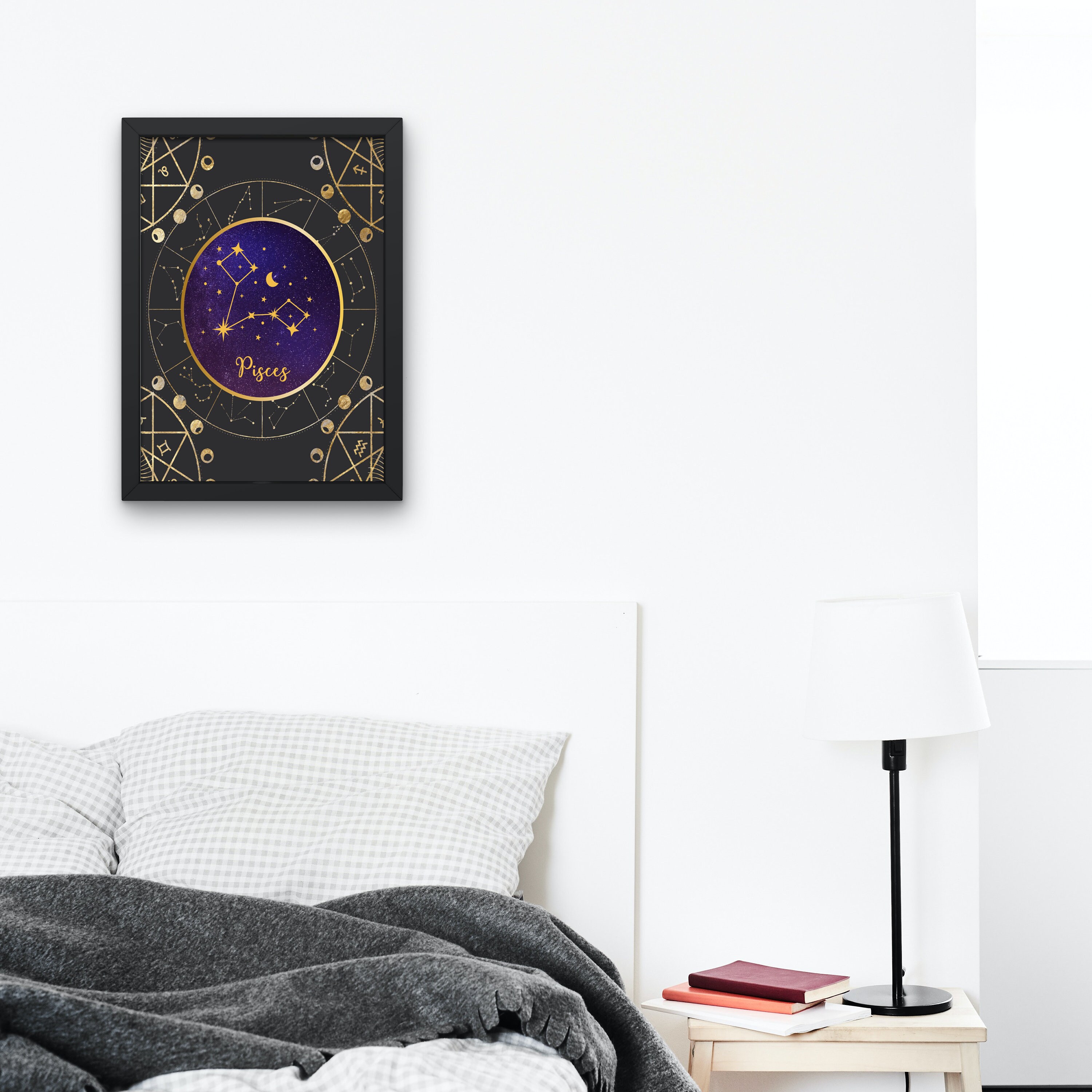 Printable Pisces Zodiac Constellation Wall Art, Astrology Wall Decor ...