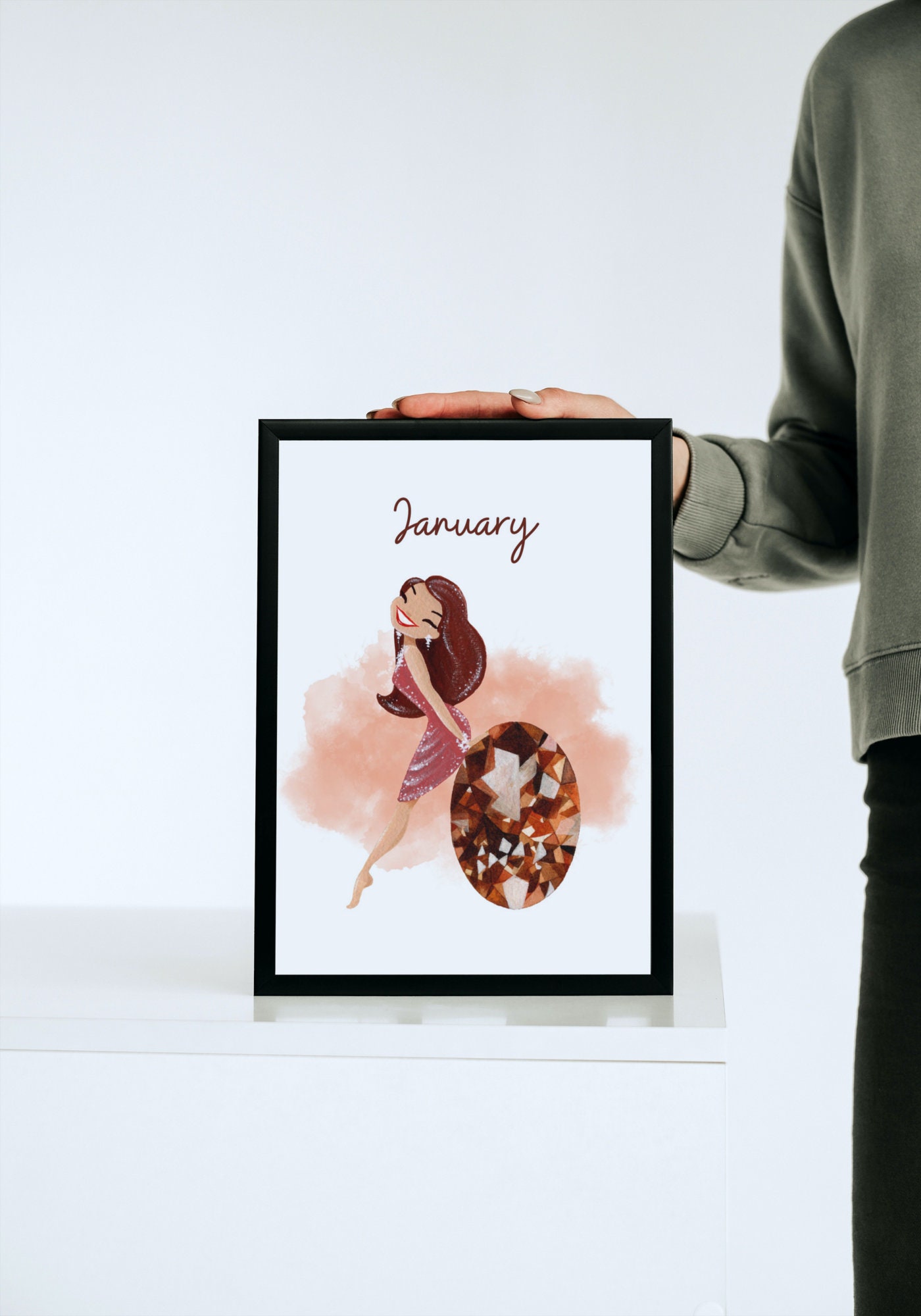 Printable January Birthstone Pinup Girl Digital January - Etsy