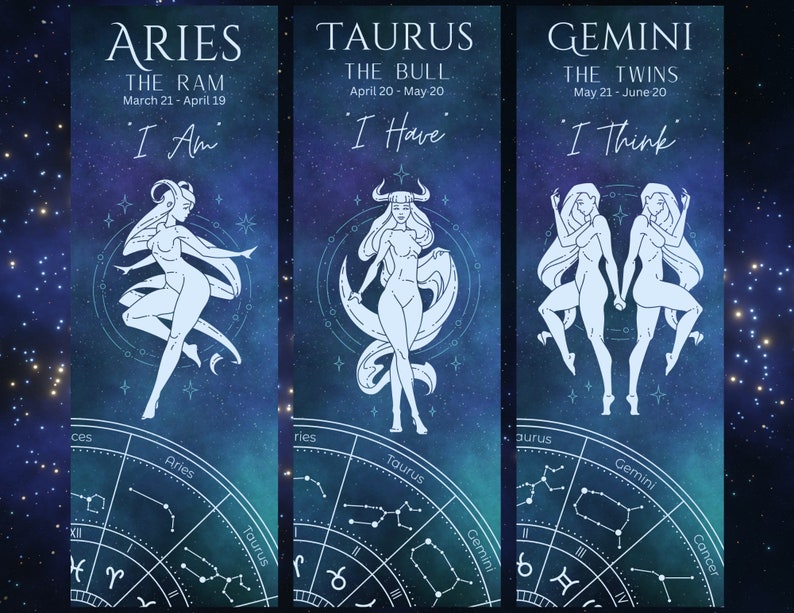 Printable Zodiac Bookmarks Set – Astrology Digital Download, Horoscope ...