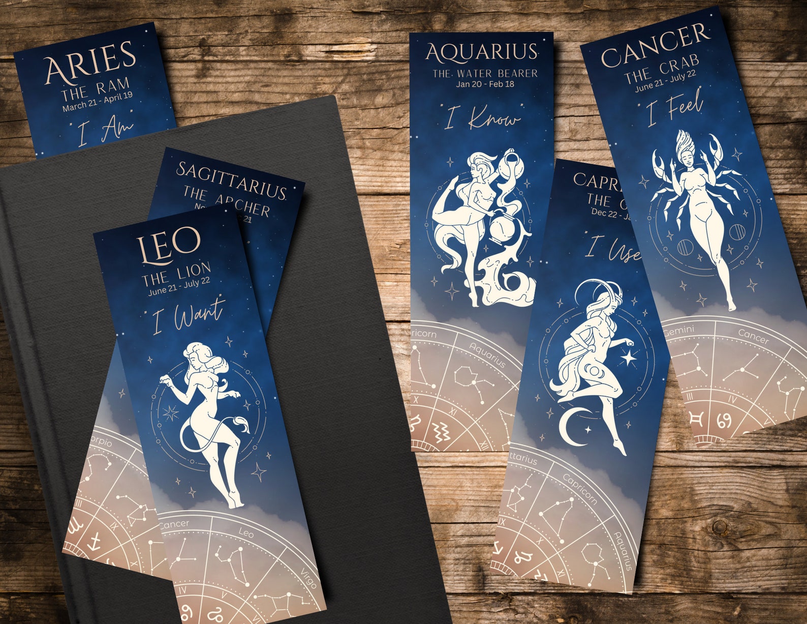 Printable Zodiac Sign Bookmarks, Instant Download, Zodiac Gifts, Book ...