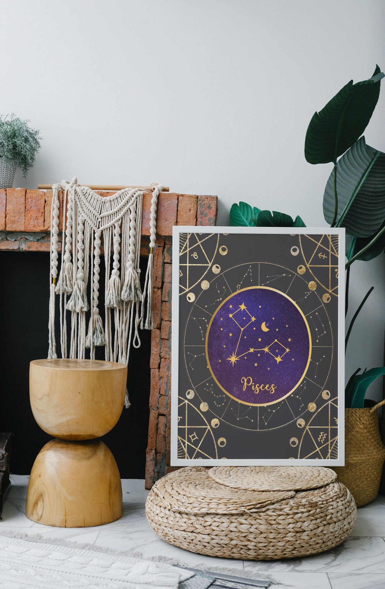 Printable Pisces Zodiac Constellation Wall Art, Astrology Wall Decor ...