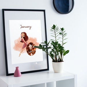 Printable January Birthstone Pinup Girl Digital January - Etsy