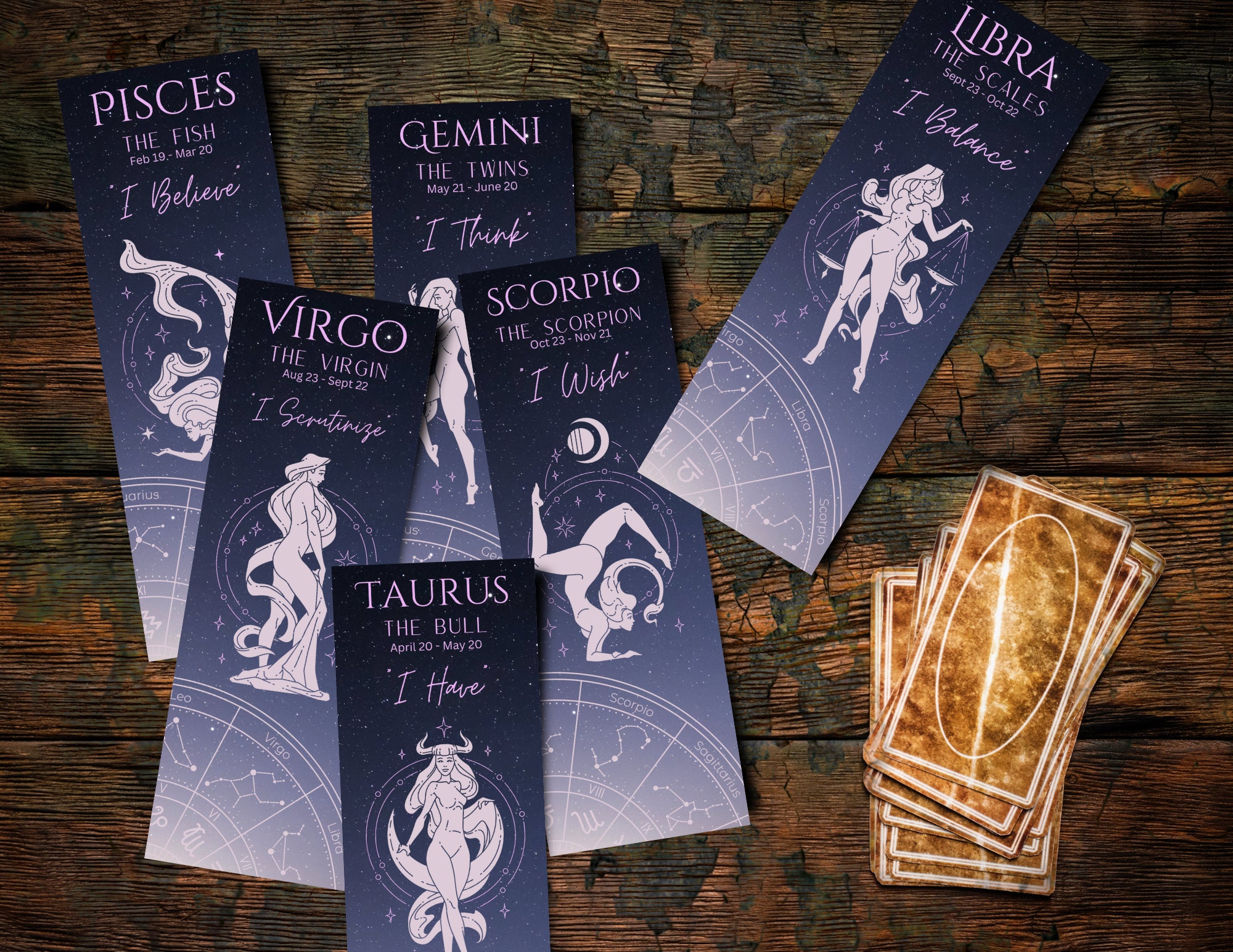 Printable Zodiac Sign Bookmarks, Instant Download, Zodiac Gifts, Book ...