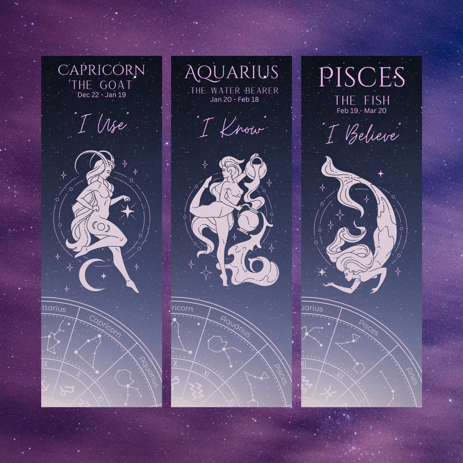 Printable Zodiac Sign Bookmarks, Instant Download, Zodiac Gifts, Book ...