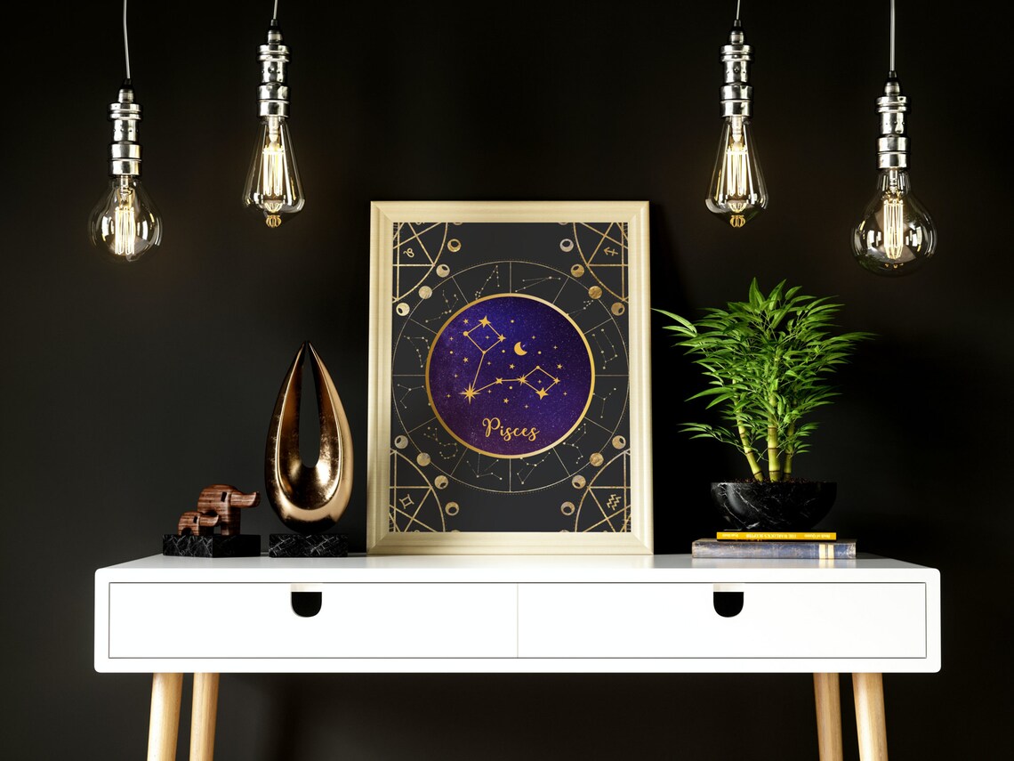 Printable Pisces Zodiac Constellation Wall Art Astrology Wall - Etsy